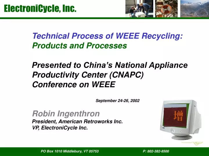 PPT - Technical Process of WEEE Recycling: Products and Processes ...