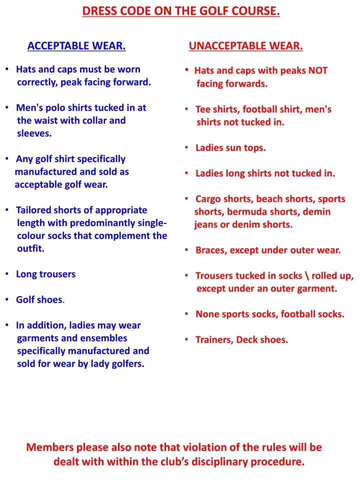 PPT - DRESS CODE ON THE GOLF COURSE. PowerPoint Presentation, free ...