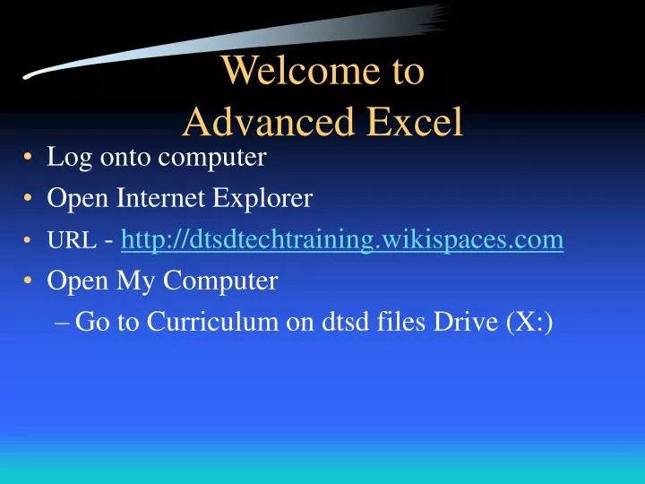 PPT - Welcome to Advanced Excel PowerPoint Presentation, free download ...