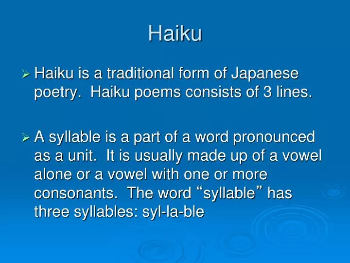 PPT - Haiku PowerPoint Presentation, free download - ID:3116631