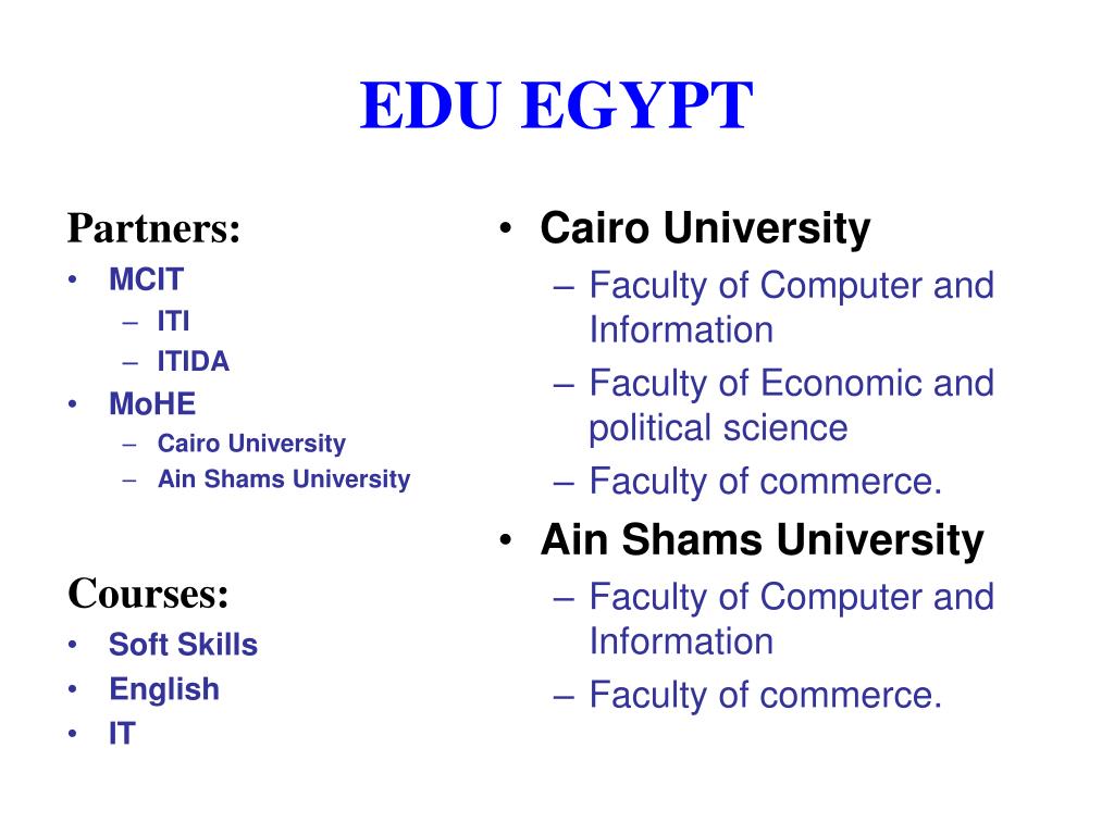PPT - Arab Republic of Egypt Ministry of Higher Education EDU EGYPT ...