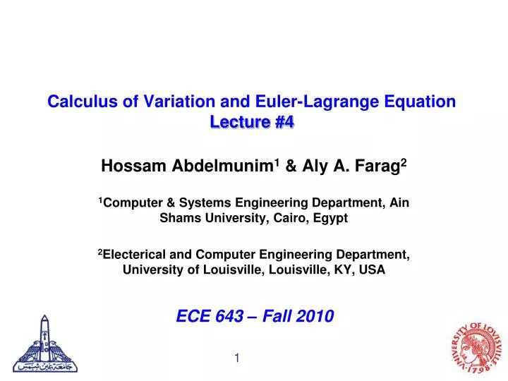 Ppt Calculus Of Variation And Euler Lagrange Equation Lecture 4