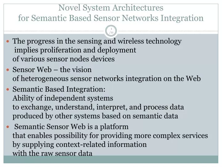 PPT - Novel System Architectures for Semantic Based Sensor Networks Integration PowerPoint ...