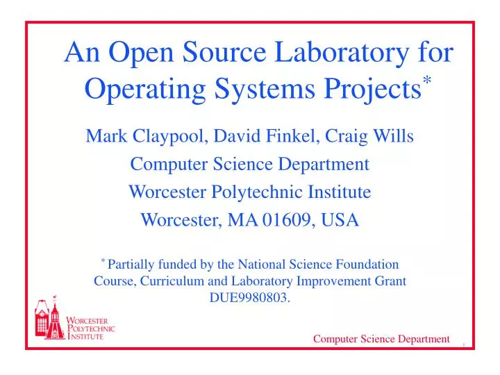 PPT - An Open Source Laboratory for Operating Systems Projects ...
