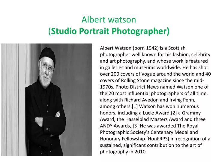 PPT - Albert watson ( Studio Portrait Photographer) PowerPoint ...