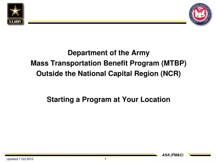 PPT - Department of the Army Mass Transportation Benefit Program (MTBP ...