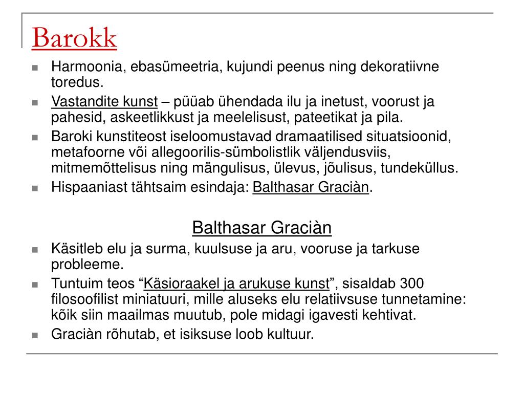 PPT - KIRJANDUS II Barokist - Romantismini PowerPoint Presentation ...