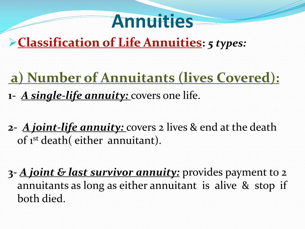 PPT - Chapter 3 Life Insurance Policies “Life Annuities” PowerPoint ...