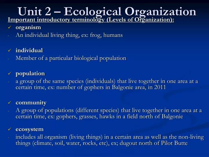 PPT - Unit 2 – Ecological Organization PowerPoint Presentation, free ...