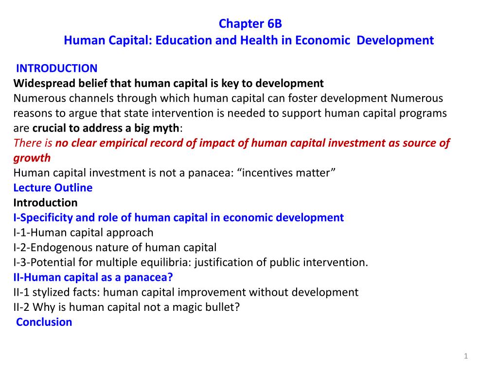 PPT - Chapter 6B Human Capital: Education and Health in Economic ...