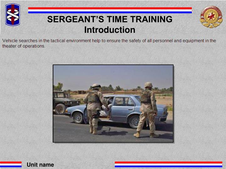 PPT - SERGEANT’S TIME TRAINING Search Vehicles in a Tactical ...