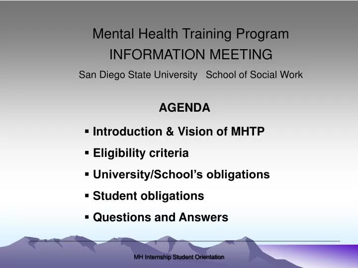 PPT - Mental Health Training Program INFORMATION MEETING PowerPoint ...