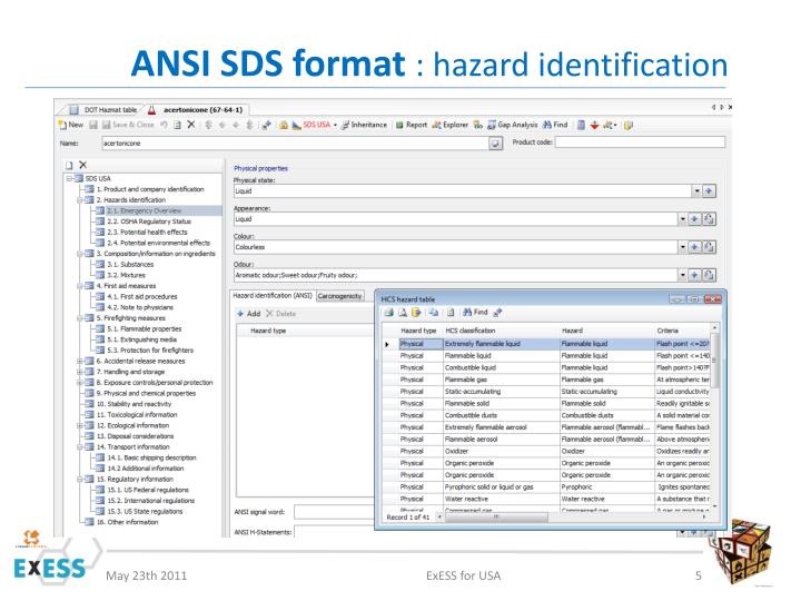 PPT - E x ESS for USA ANSI SDS format – HCS classification LOLI data ...