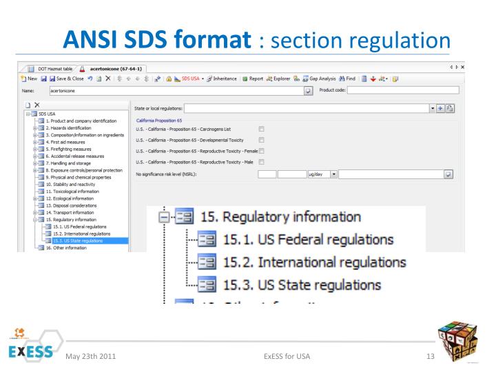 PPT - E x ESS for USA ANSI SDS format – HCS classification LOLI data ...