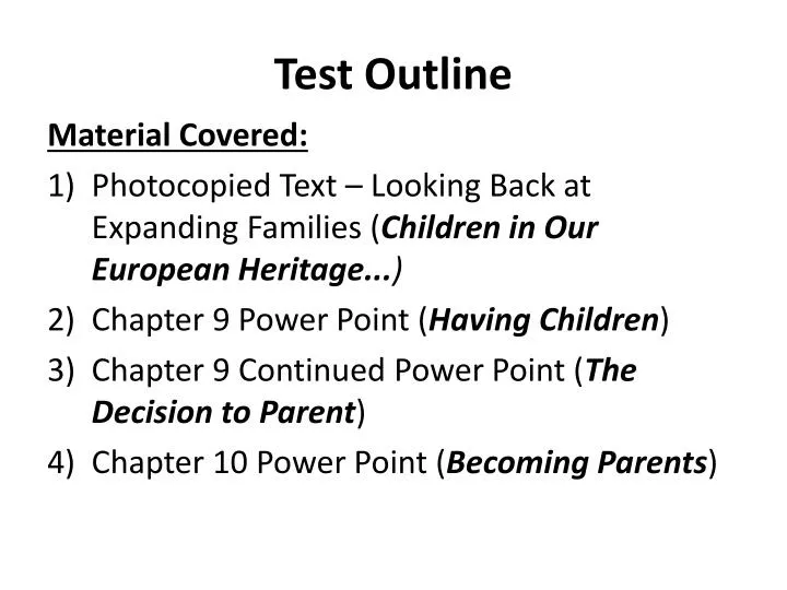 PPT - Test Outline PowerPoint Presentation, free download - ID:3123598