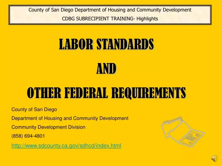 PPT - LABOR STANDARDS AND OTHER FEDERAL REQUIREMENTS PowerPoint ...