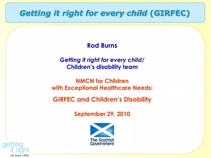 PPT - Getting it right for every child (GIRFEC) PowerPoint Presentation ...