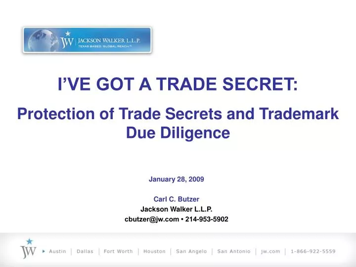 PPT - I’VE GOT A TRADE SECRET: Protection of Trade Secrets and ...