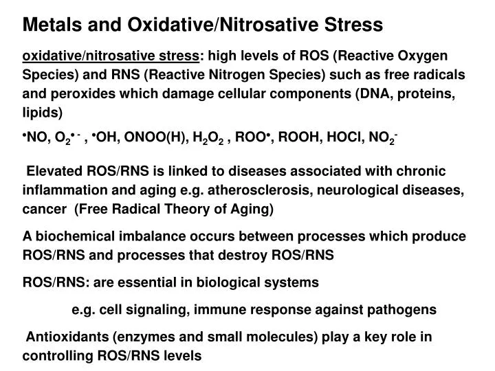 PPT - Metals and Oxidative/Nitrosative Stress PowerPoint Presentation ...