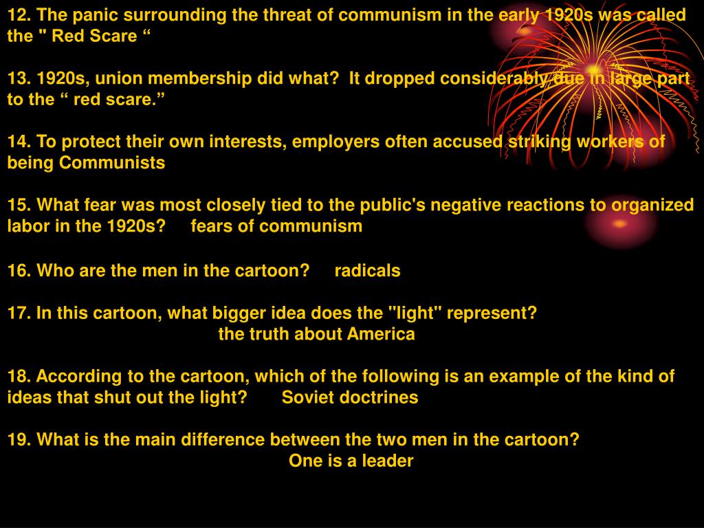 PPT - 12. The panic surrounding the threat of communism in the early ...
