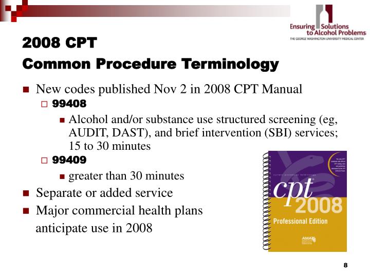PPT - Screening and Brief Intervention: The 2008 CPT Codes PowerPoint ...