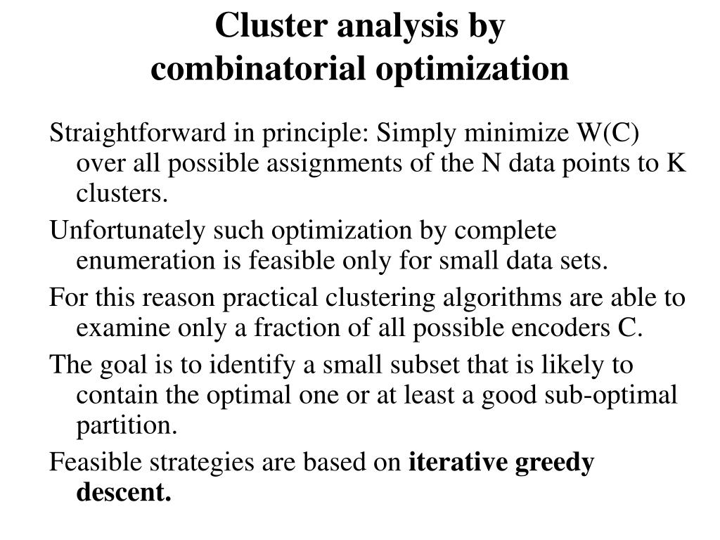 Ppt Combinatorial Clustering Algorithms Example K Means Clustering Powerpoint Presentation