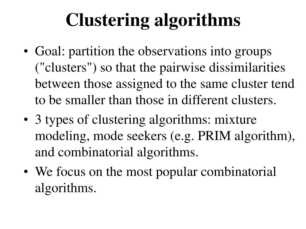 Ppt Combinatorial Clustering Algorithms Example K Means Clustering