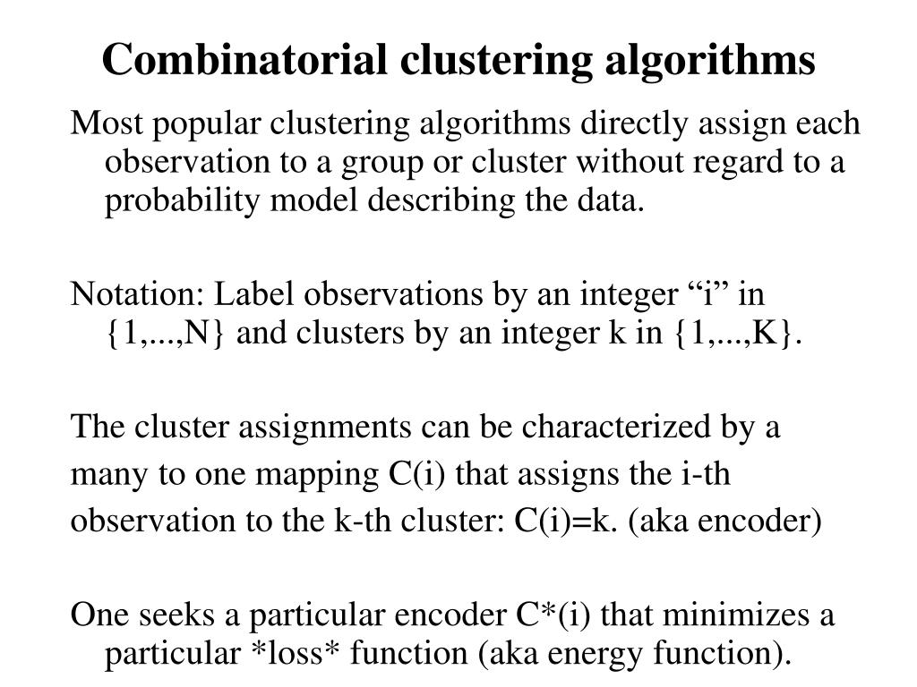 Ppt Combinatorial Clustering Algorithms Example K Means Clustering Powerpoint Presentation 8046