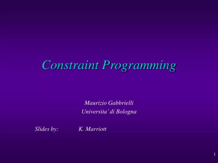 PPT - Constraint Programming PowerPoint Presentation, free download ...