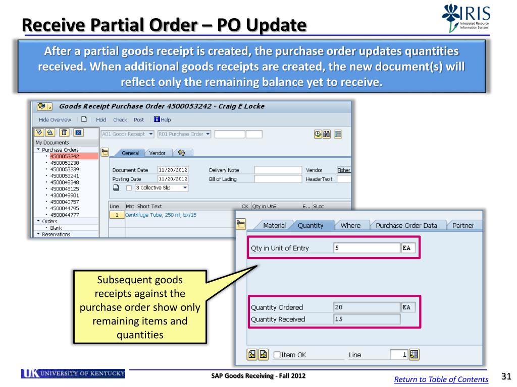 PPT - SAP Goods Receiving Goods Receiver MM_REC_320 PowerPoint ...