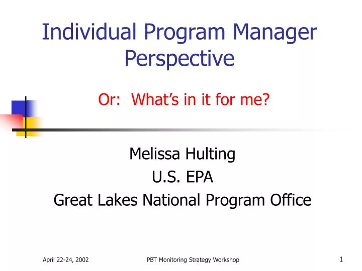 PPT - Individual Program Manager Perspective PowerPoint Presentation ...