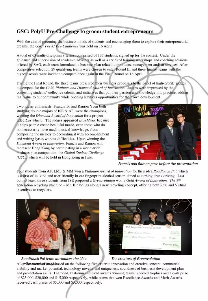 PPT - GSC: PolyU Pre-Challenge to groom student entrepreneurs ...