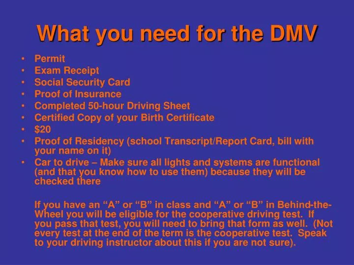 PPT - What you need for the DMV PowerPoint Presentation, free download ...