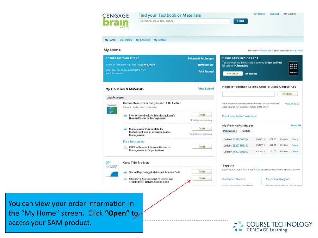 PPT - How to Purchase SAM Instant Access Codes on the CengageBrain ...