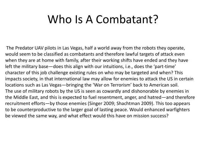 PPT - Who Is A Combatant? PowerPoint Presentation, free download - ID ...