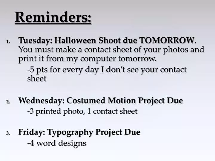 PPT - Reminders: PowerPoint Presentation, free download - ID:3130951