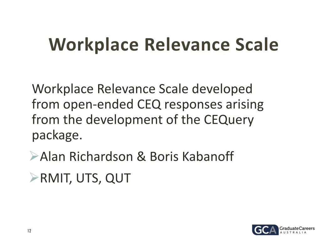 PPT - The Workplace Relevance Scale in the UES David Collings (ECU) and ...