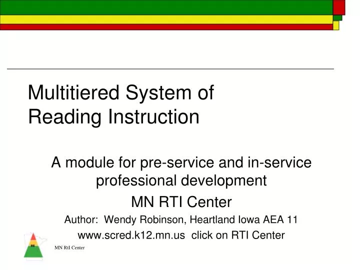 PPT - Multitiered System of Reading Instruction PowerPoint Presentation ...