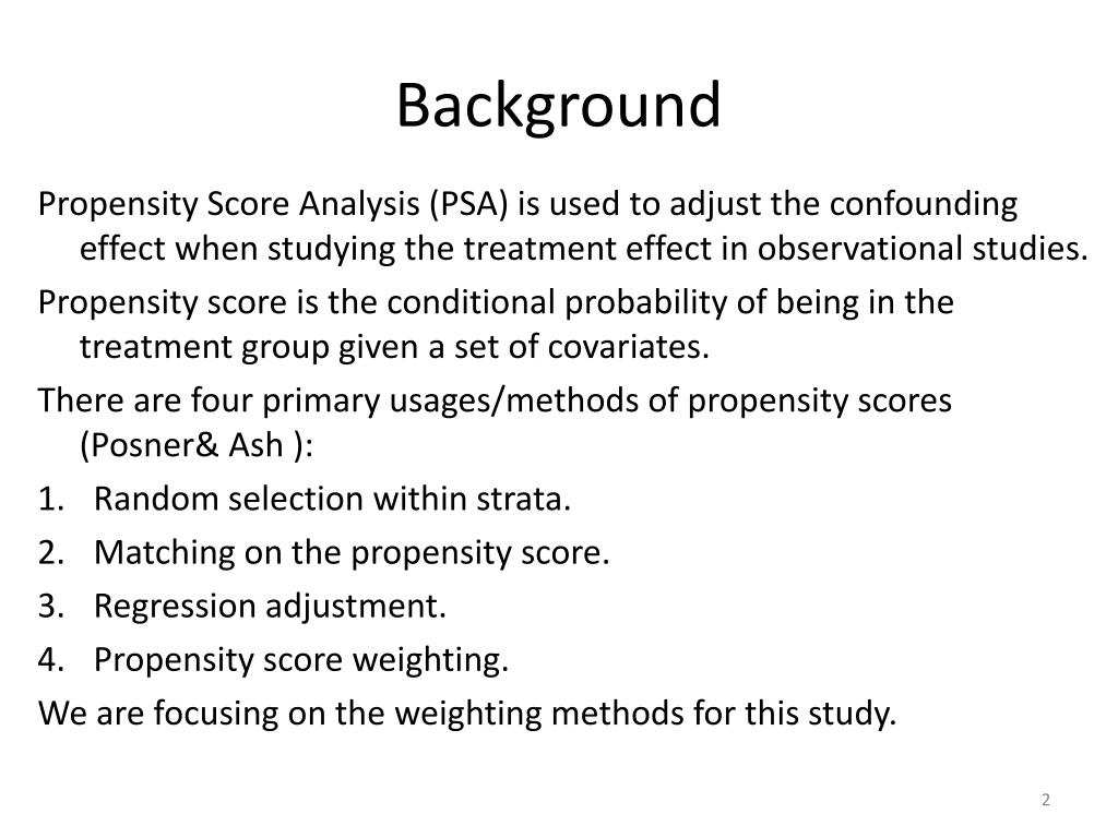 PPT - Introduction to Propensity Score Weighting PowerPoint ... PPT - Introduction to Propensity Score Weighting PowerPoint ...