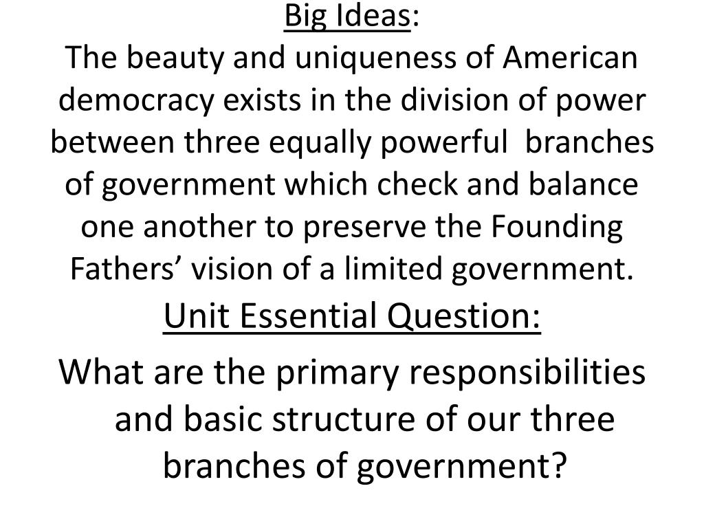 PPT - American Government and Economics: Unit 5: Three Branches of ...