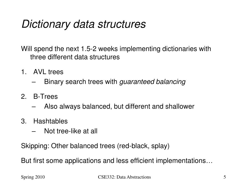 Ppt Cse332 Data Abstractions Lecture 6 Dictionaries Binary Search Trees Powerpoint
