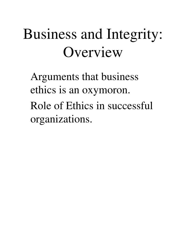 PPT - Business and Integrity: Overview PowerPoint Presentation, free ...