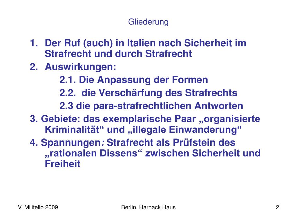 PPT - Sicherheit und Strafrecht: ein „rationaler Dissens“ Italienische ...
