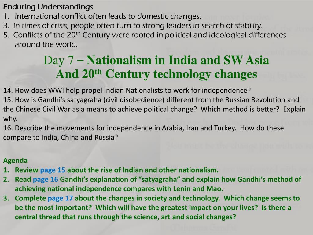 PPT - Day 7 – Nationalism in India and SW Asia And 20 th Century ...