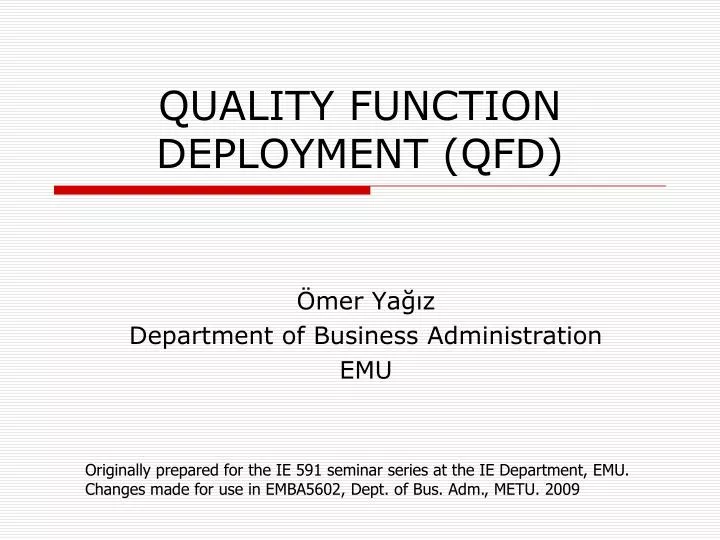 PPT - QUALITY FUNCTION DEPLOYMENT (QFD) PowerPoint Presentation, free ...