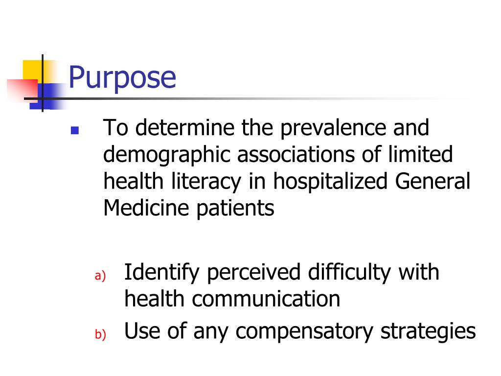 PPT - Limited Health Literacy in Hospitalized Patients PowerPoint ...