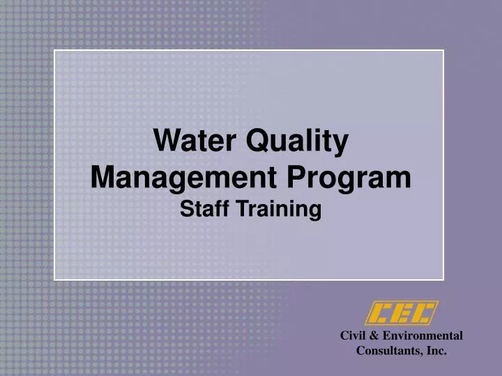 PPT - Water Quality Management Program Staff Training PowerPoint ...