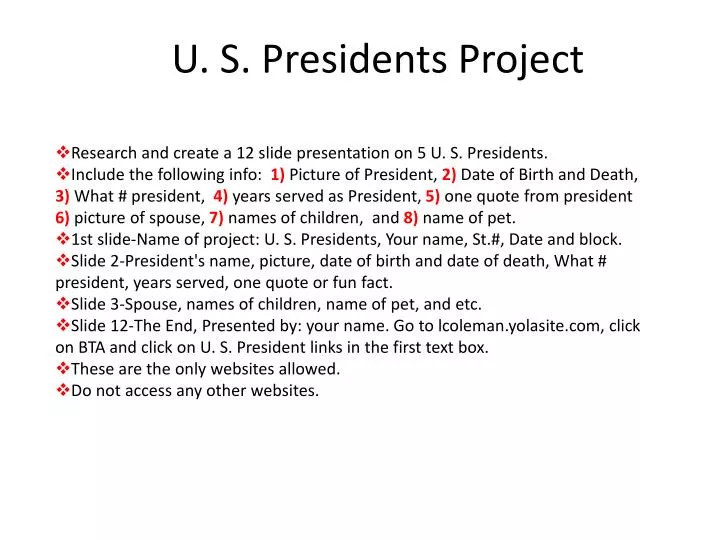 PPT - U. S. Presidents Project PowerPoint Presentation, free download ...