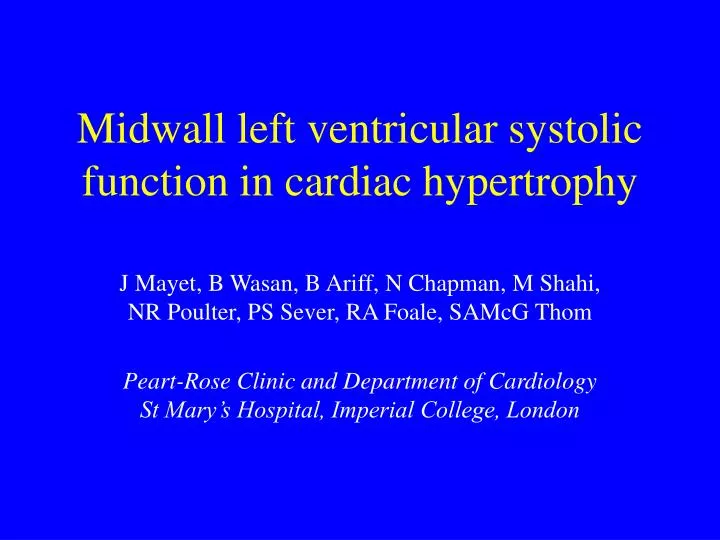 PPT - Midwall left ventricular systolic function in cardiac hypertrophy ...