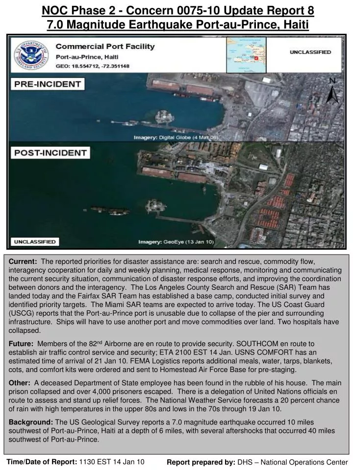 PPT - Report prepared by: DHS – National Operations Center PowerPoint ...